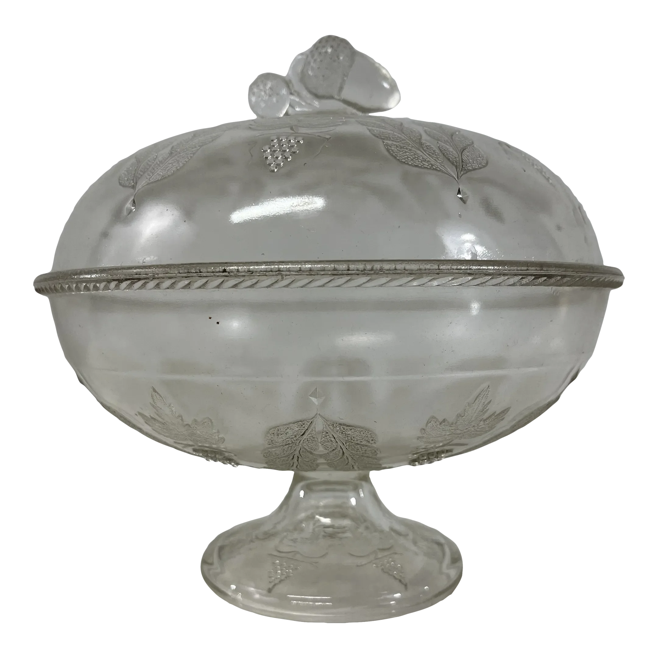 Woodland Footed Glass Compote With Lid | Chairish