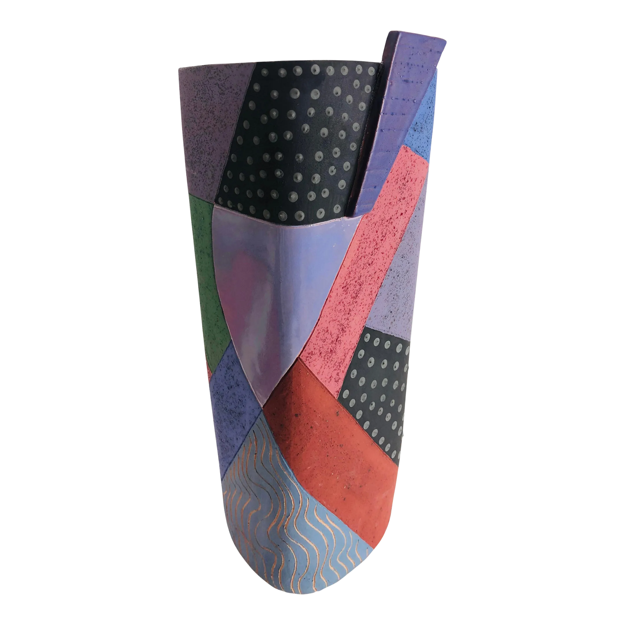 80s Huge Asymmetrical Post Modern Memphis Colorful Abstract Cubist Art ...