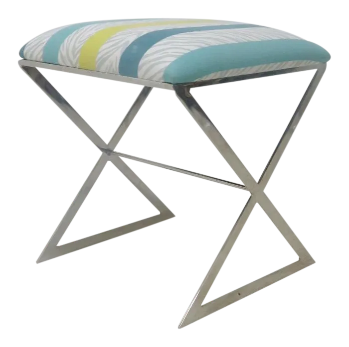 Mid-Century Chrome X-Base Stool | Chairish