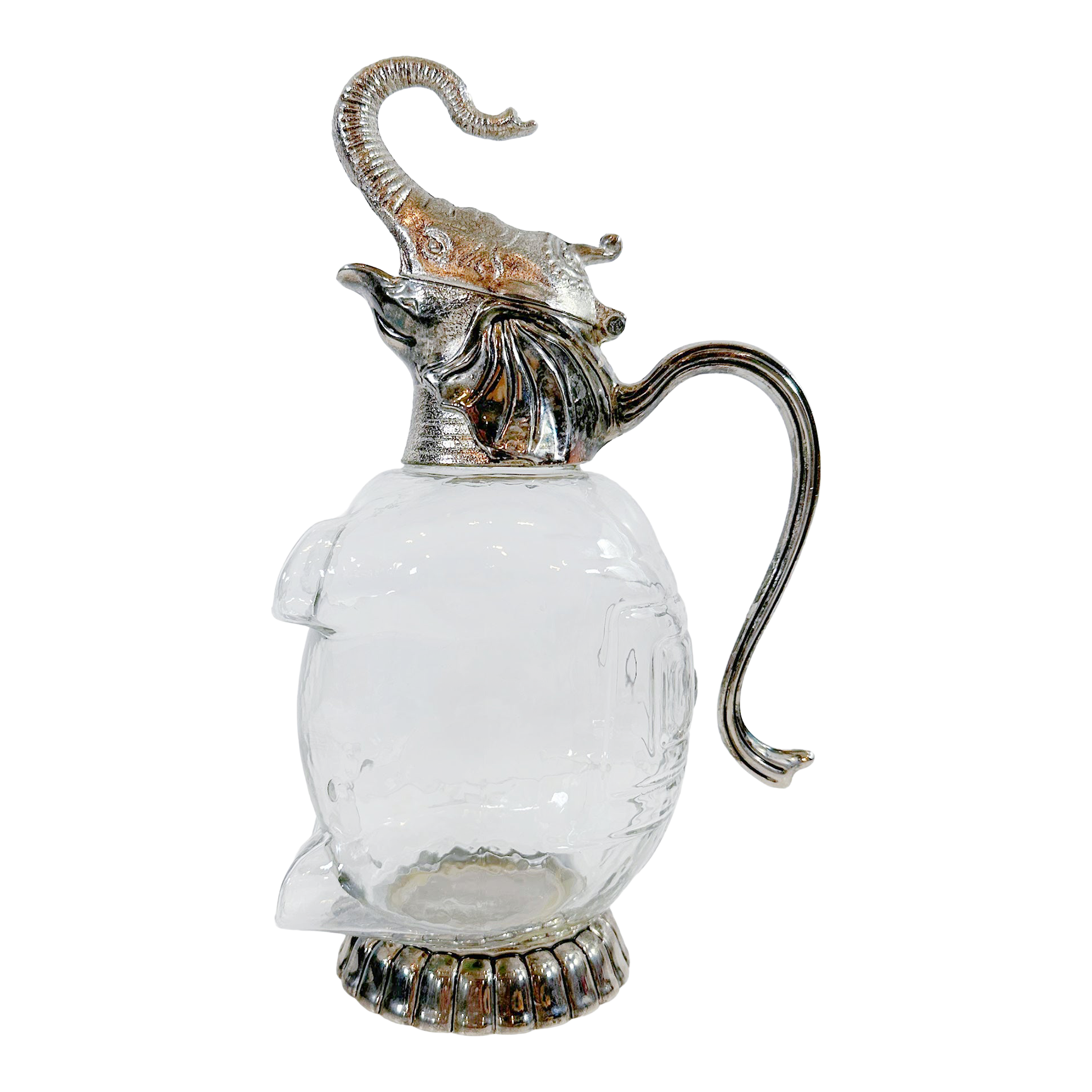 1950's French Silver Plate & Glass Elephant Decanter | Chairish
