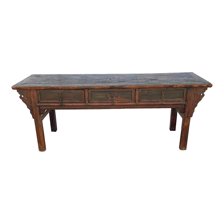 Long Chinese Qing Pine Console Hall Table | Chairish