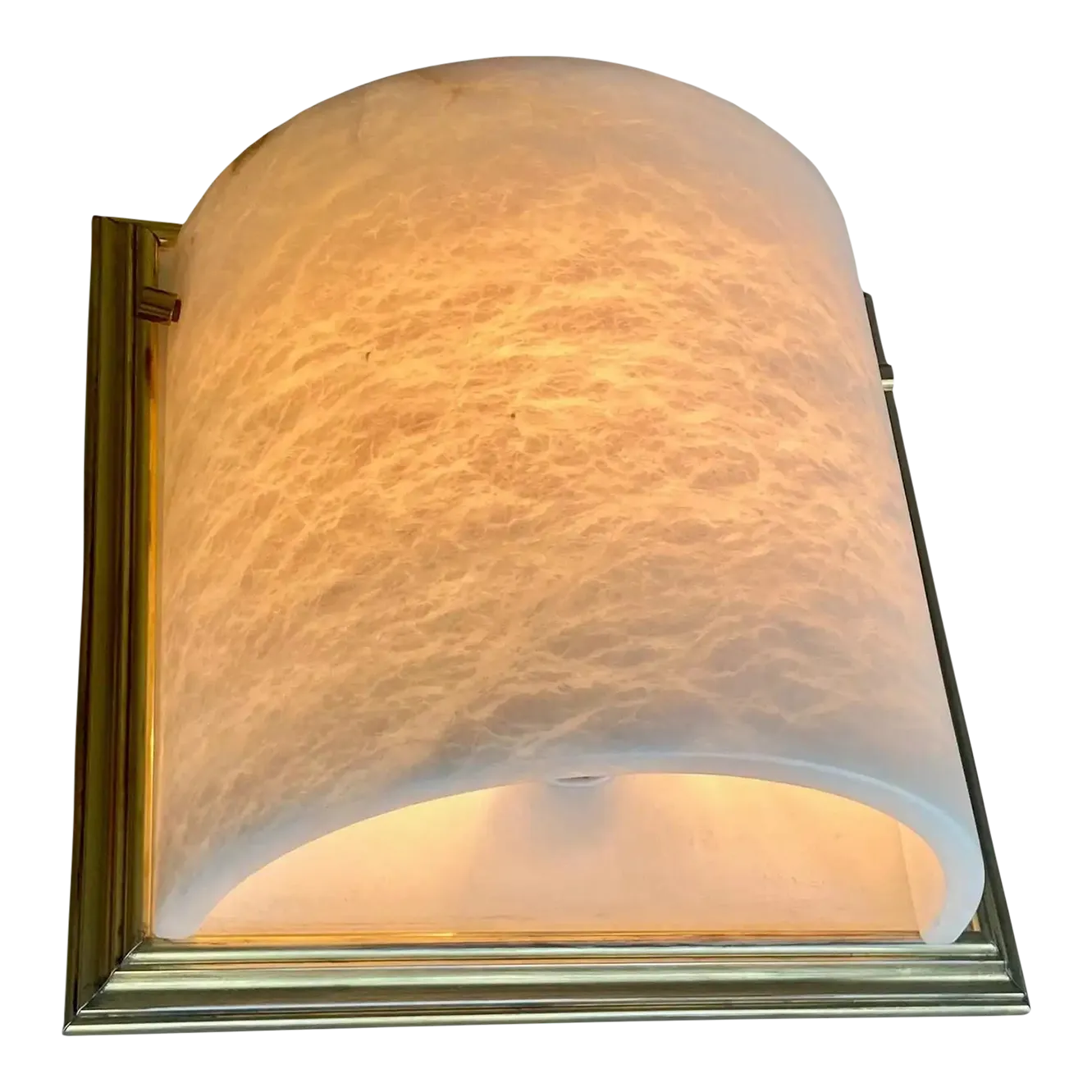 Single Lightolier Alabaster Brass Sconce | Chairish