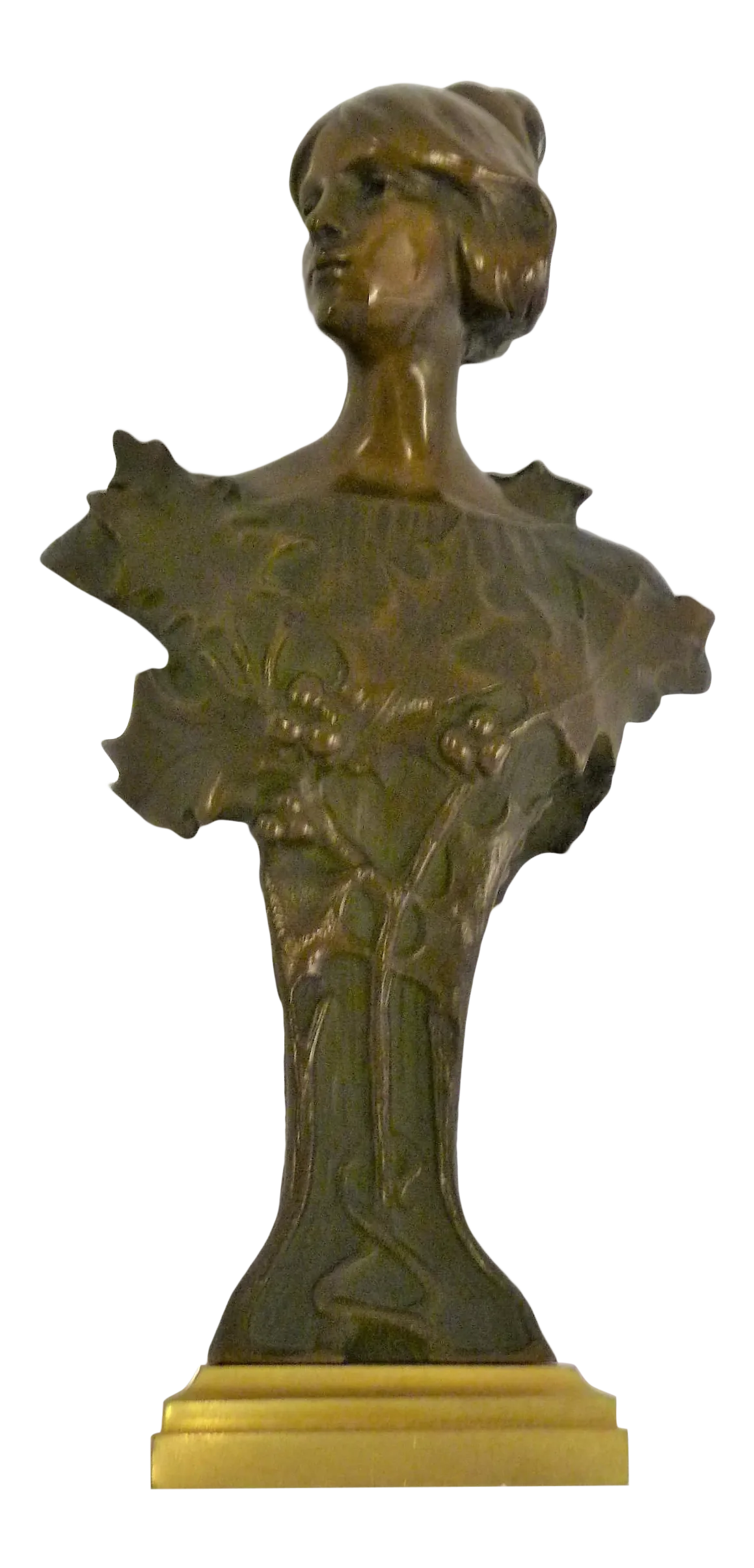 Early 1900s Hans Muller Jugenstil Petite Bronze and Gilt Bust of Lady ...