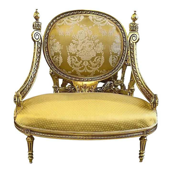 Rococo Style Big Chair With Gold Details | Chairish