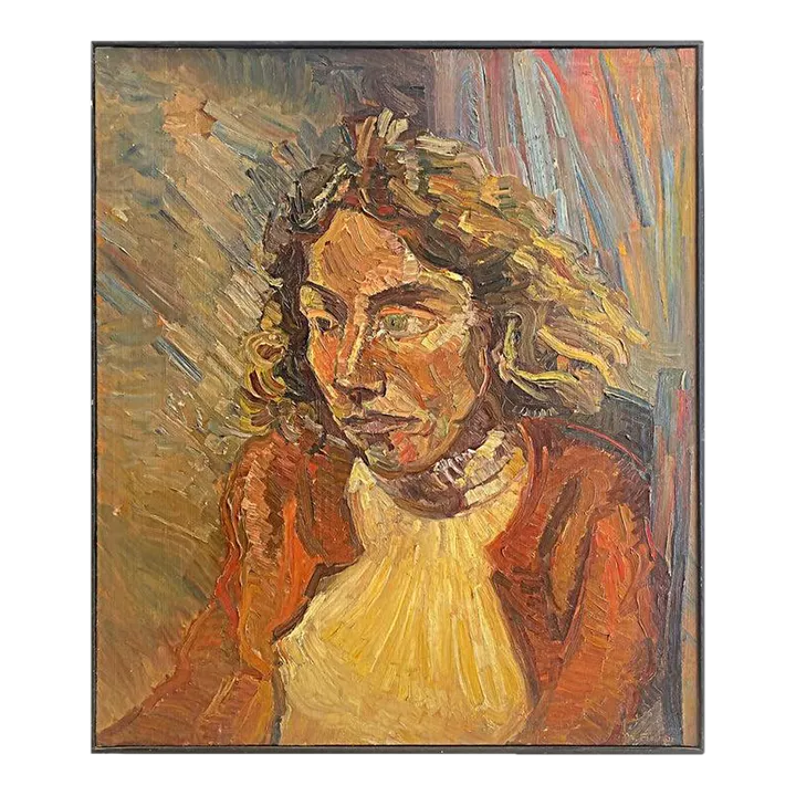 1973 Figurative Abstract Oil Painting by Warren Fischer, Signed | Chairish