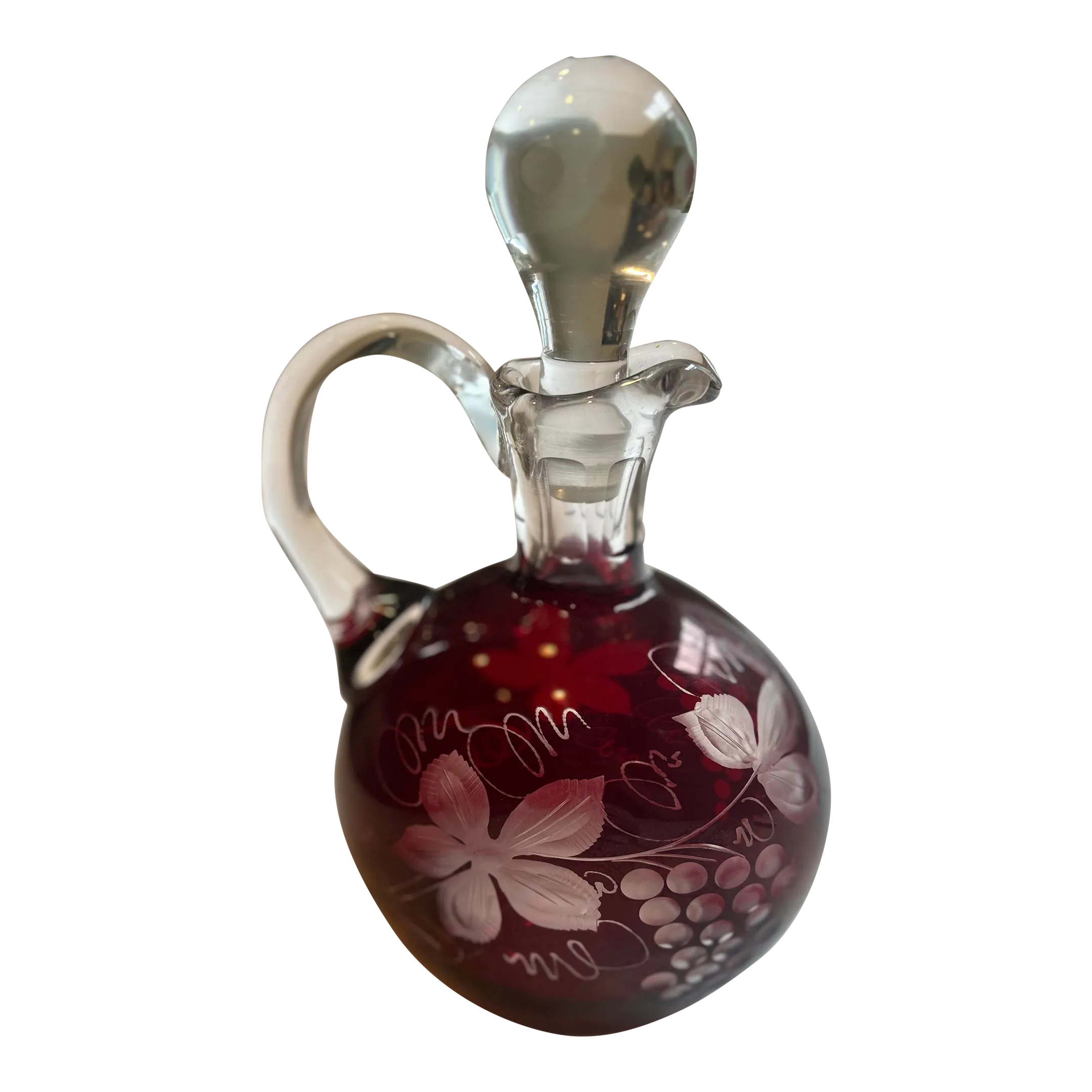 Vintage Ruby Red Bohemian Decanter | Chairish