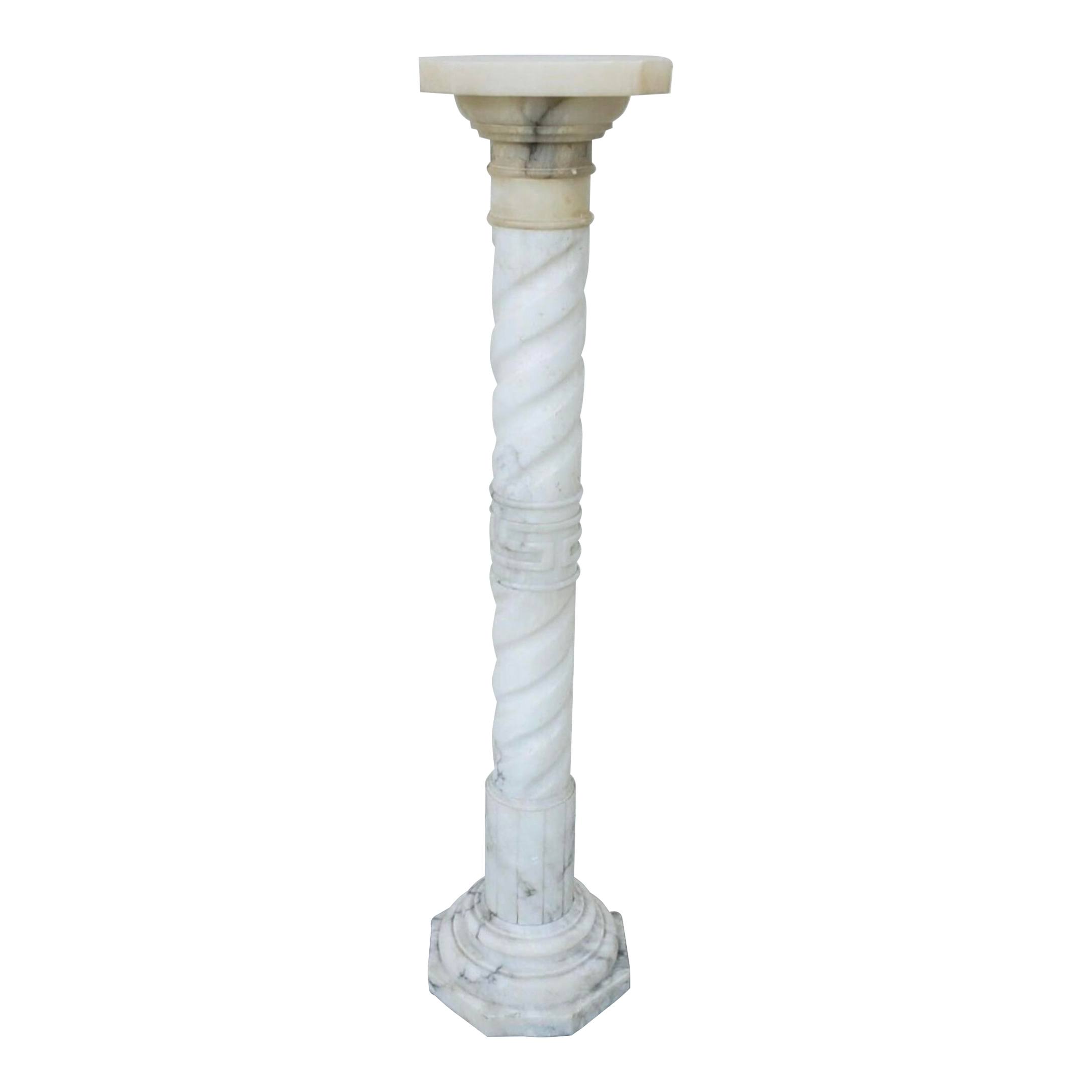Antique Italian Calcutta Marble Carved Greek Key Column Pedestal ...