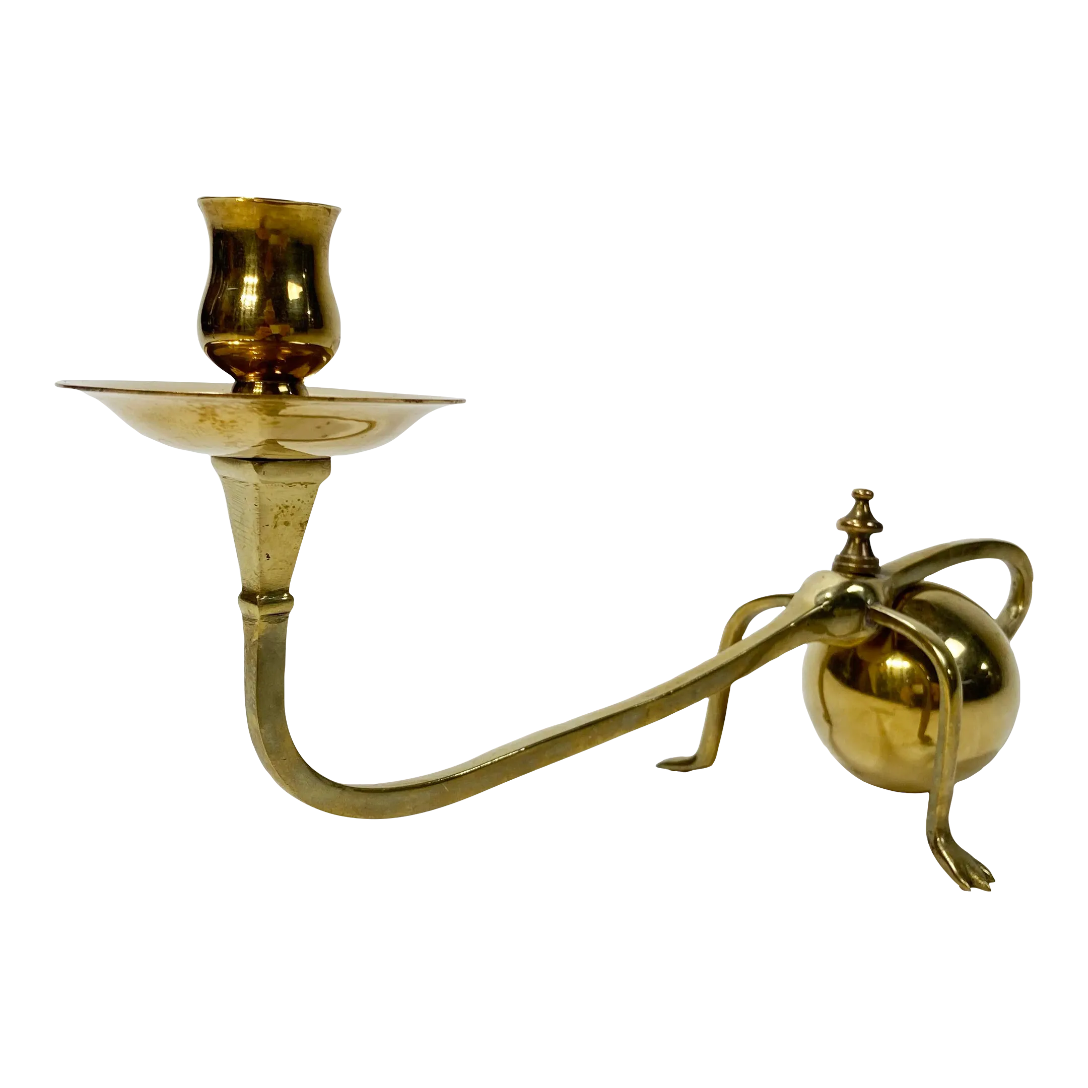 Vintage Rolling Brass Ball Footed Candlestick Holder | Chairish