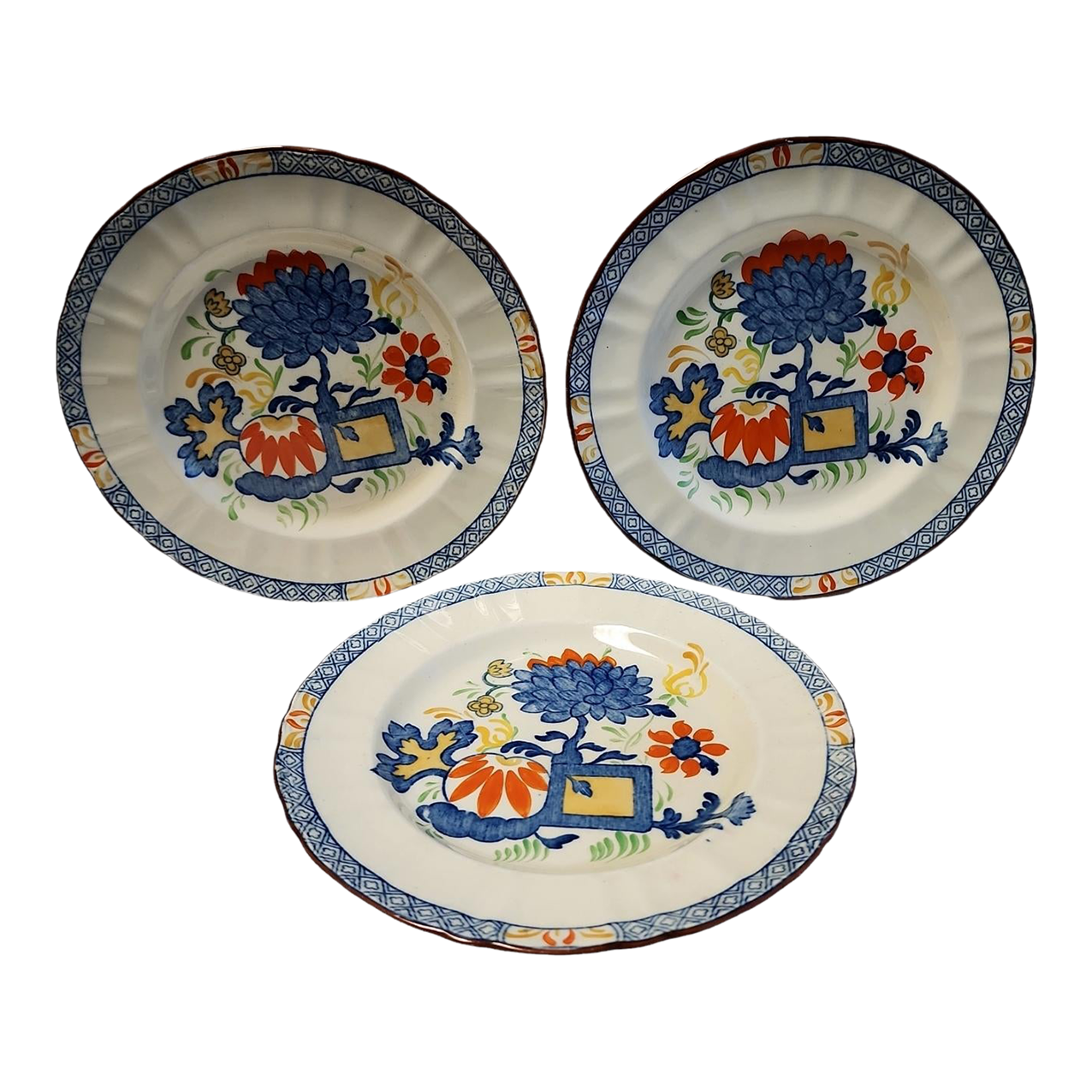 Trio of Early Mason's Jardiniere Pattern Plates - Circa 1894 | Chairish