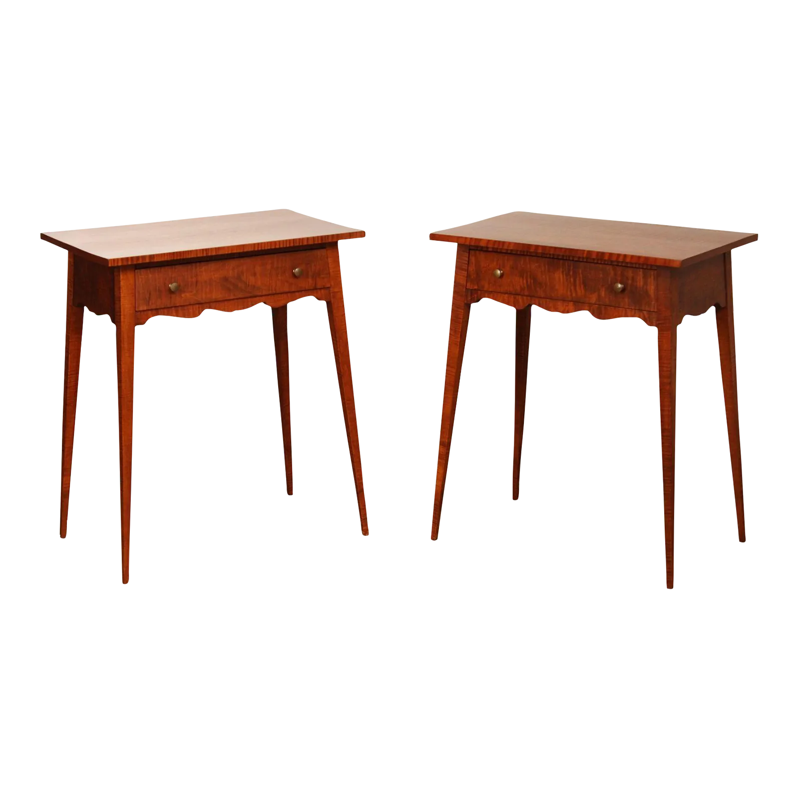 Tiger Maple Federal Style Custom Quality Pair and Drawer Side Tables ...