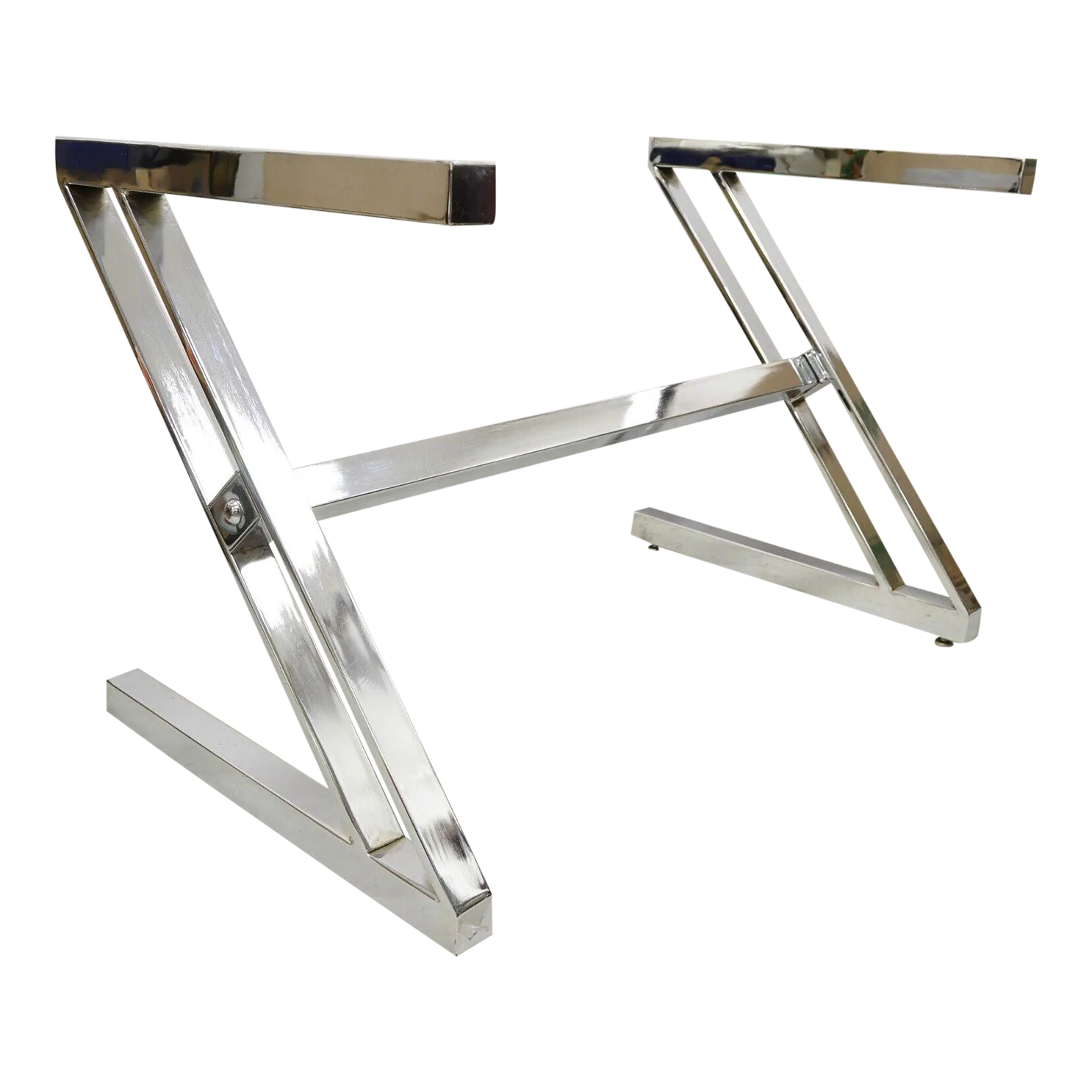 Late 20th Century Mid Century Modern Chrome Frame Z Shaped Metal Desk ...
