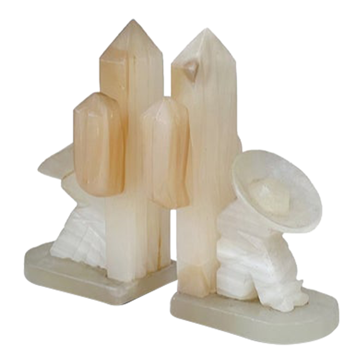 Pair of Vintage White Onyx Bookends (1960s) | Chairish