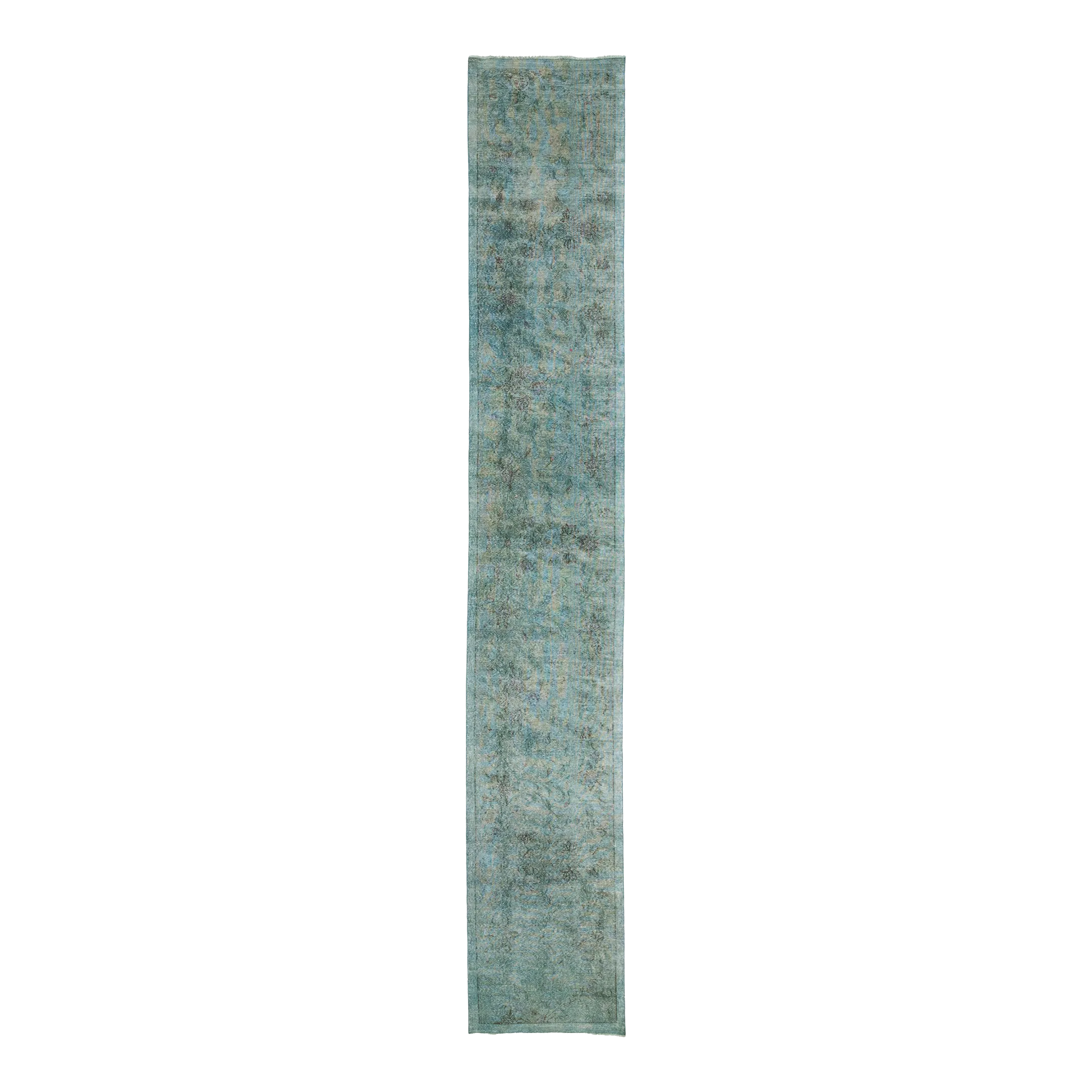 Vintage Handmade Green Persian Overdyed Wool Rug With Allover Design | Chairish