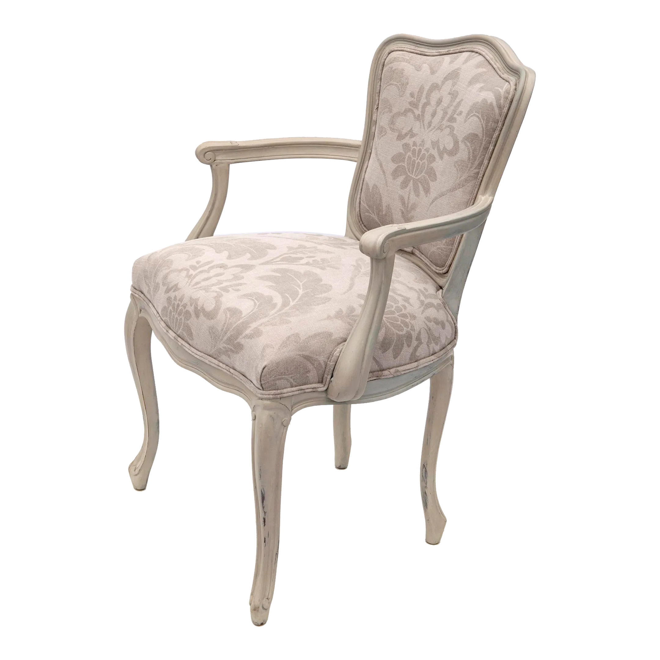 1960s French Provincial Armchair With Romo Linen Upholstery in Gray ...