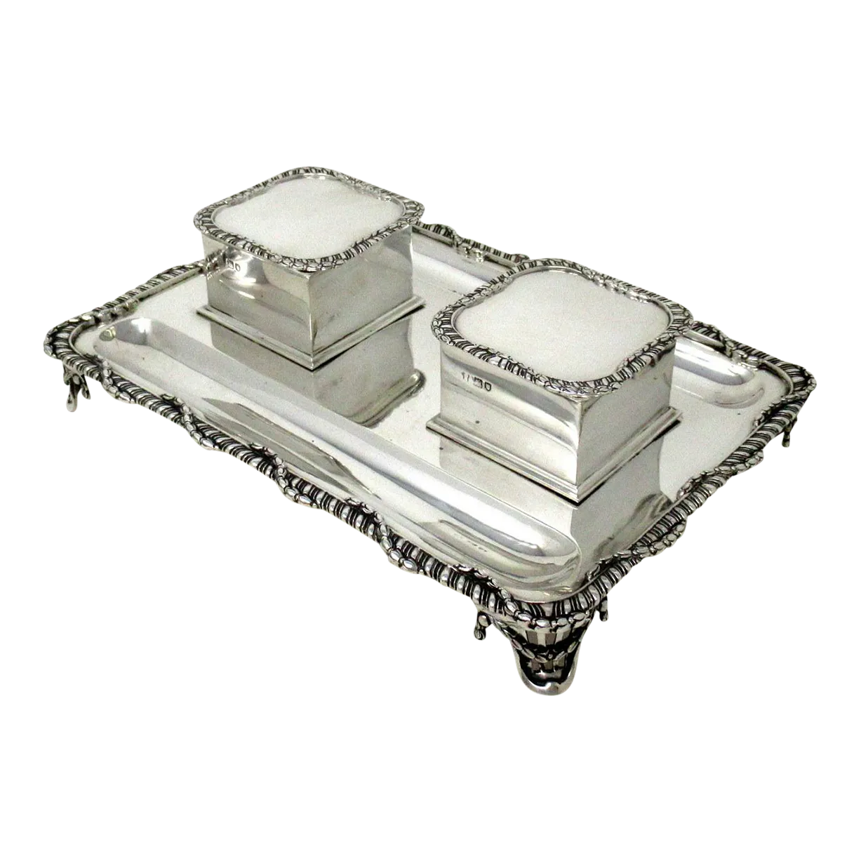 Antique Art Deco English Sterling Silver Ink Desk Inkstand Desk Set ...