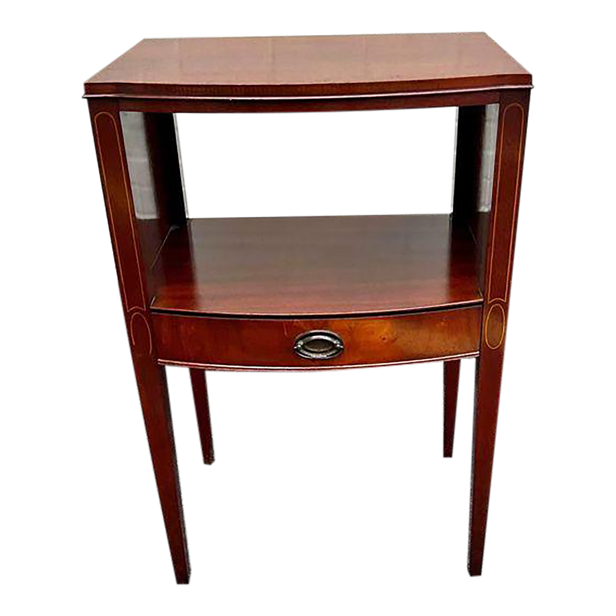 Antique Early 20th Century Federal Style Mahogany Inlaid 2 Tier Side Table. Circa 1930-1940s ...