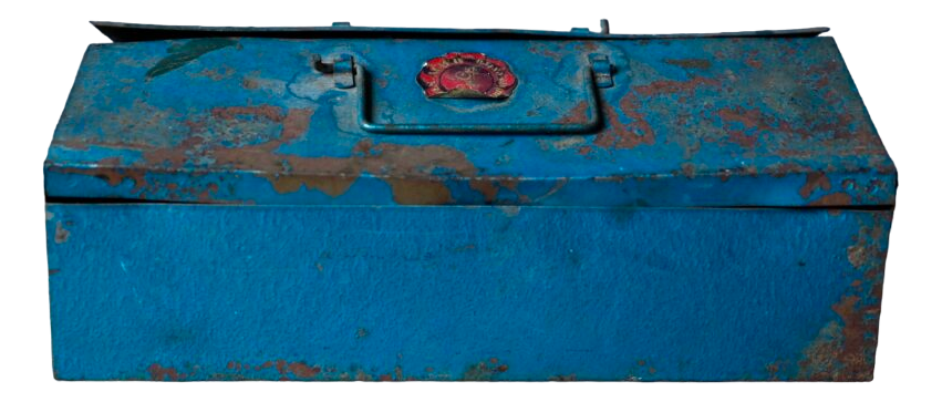 Blue Metal Tool Box, 1950s | Chairish