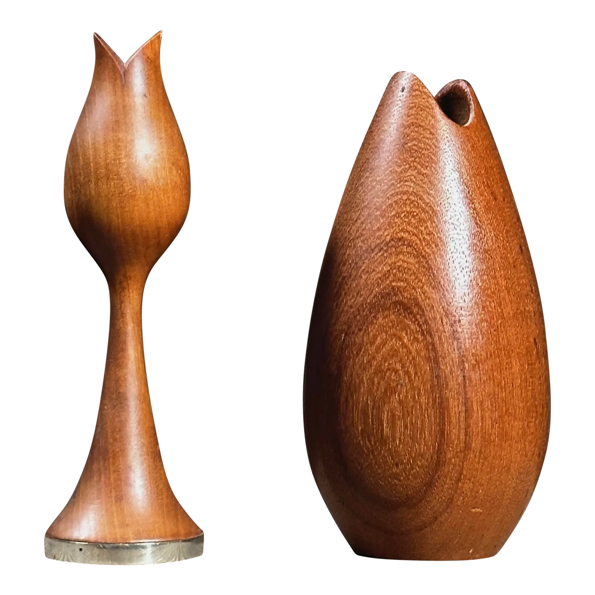 Vintage Danish Mid Century Hand Turned Vase and Candlestick Holder ...