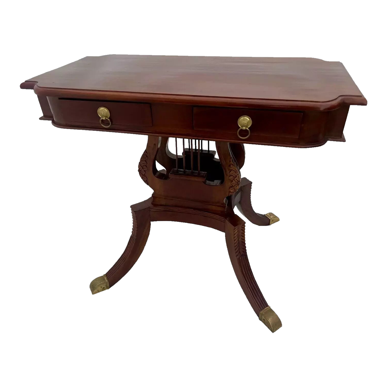 Mid 20th Century Console Table Lyre Violin Double Harp Pedestal Base ...