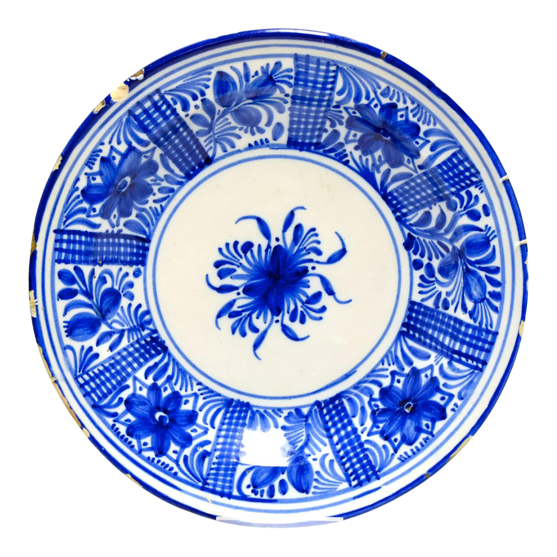Antique Spanish Ceramic Plate Blue and White | Chairish