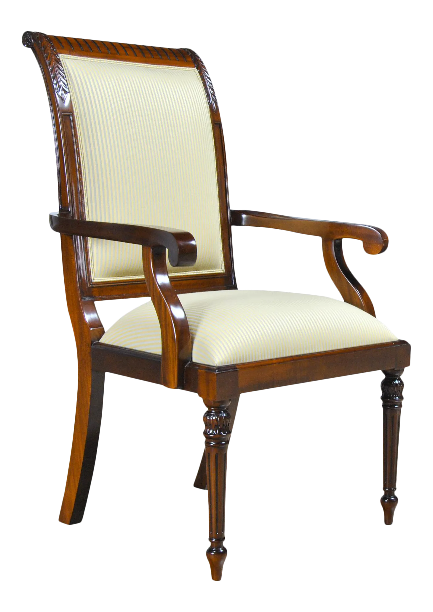 Tall Back Upholstered Arm Chair | Chairish