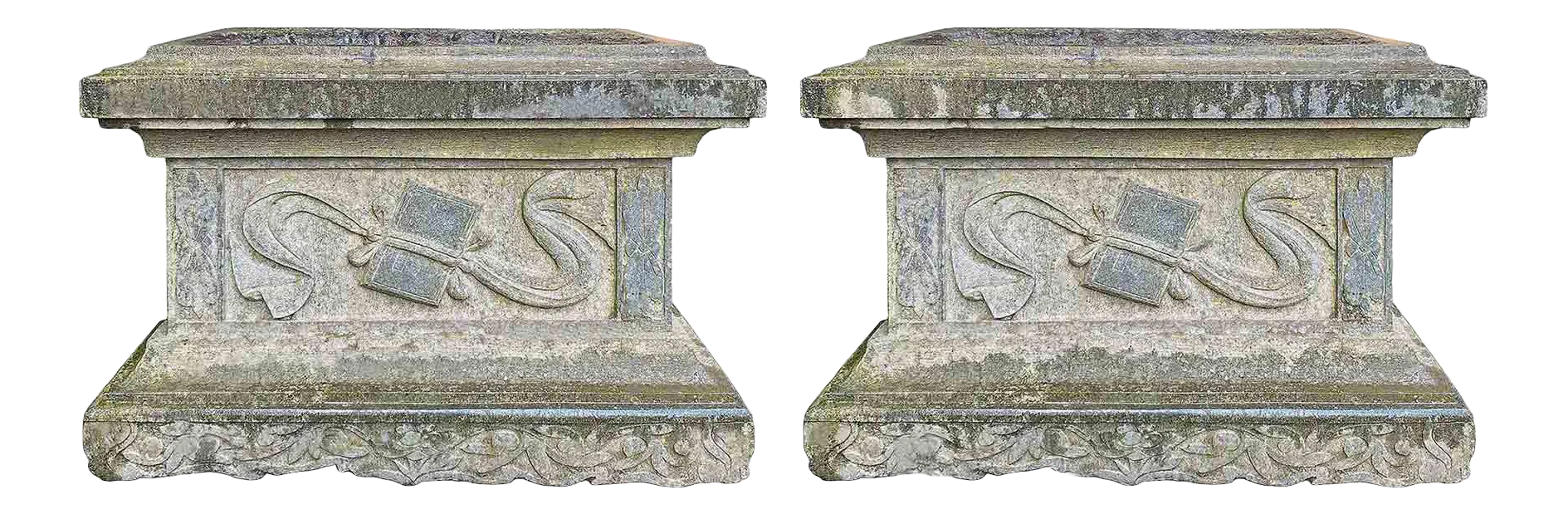 Late 20th Century Carved Granite Architectural Bases - a Pair | Chairish