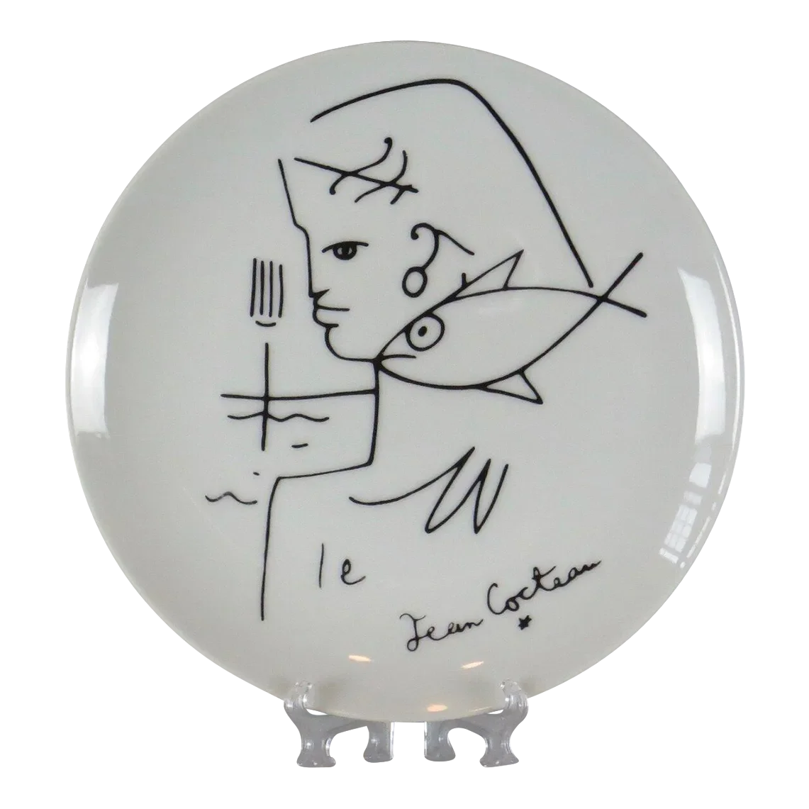 Mid 20th Century Jean Cocteau Limoges Porcelain Plate | Chairish