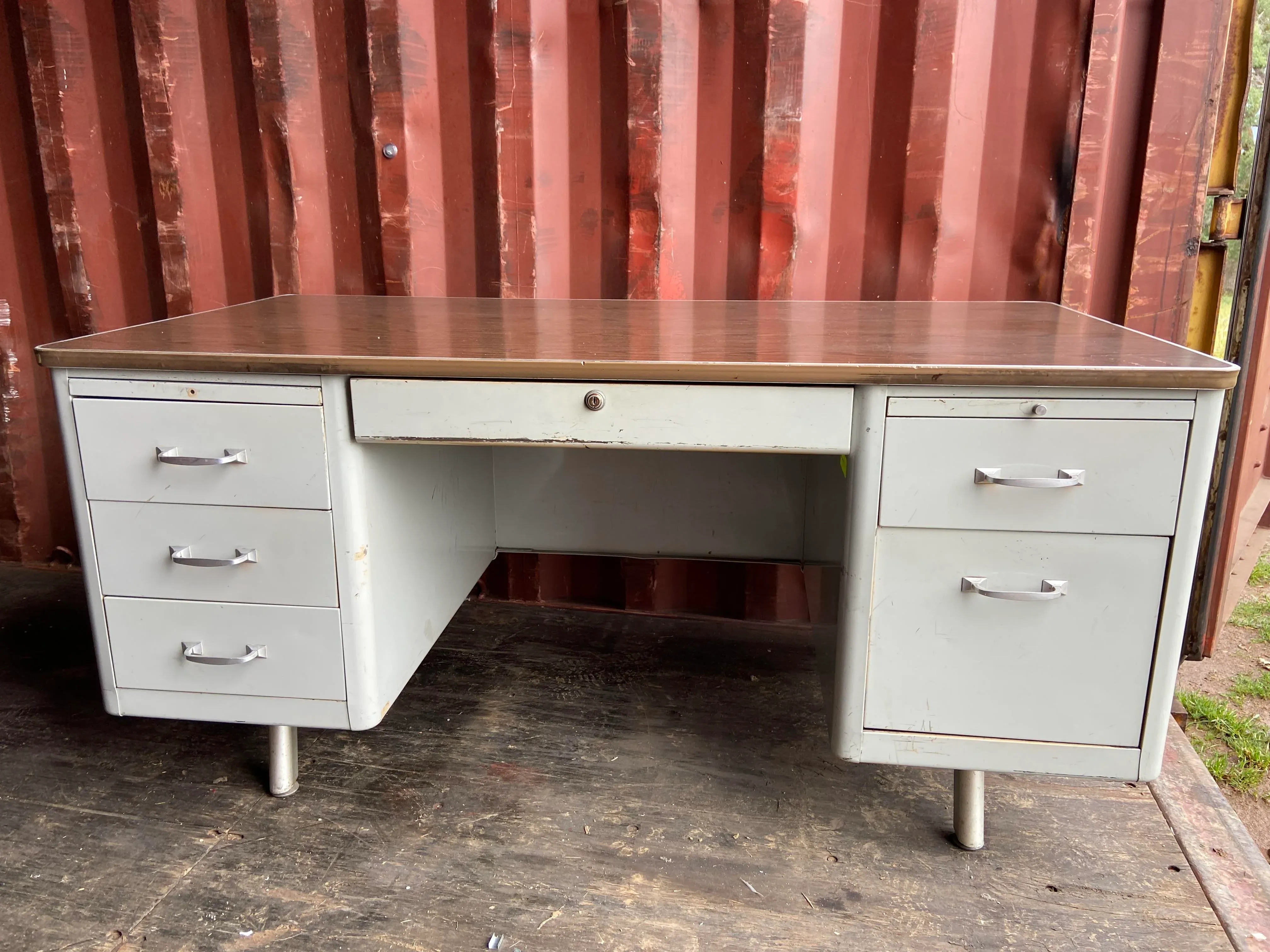 Vintage metal tanker desk store