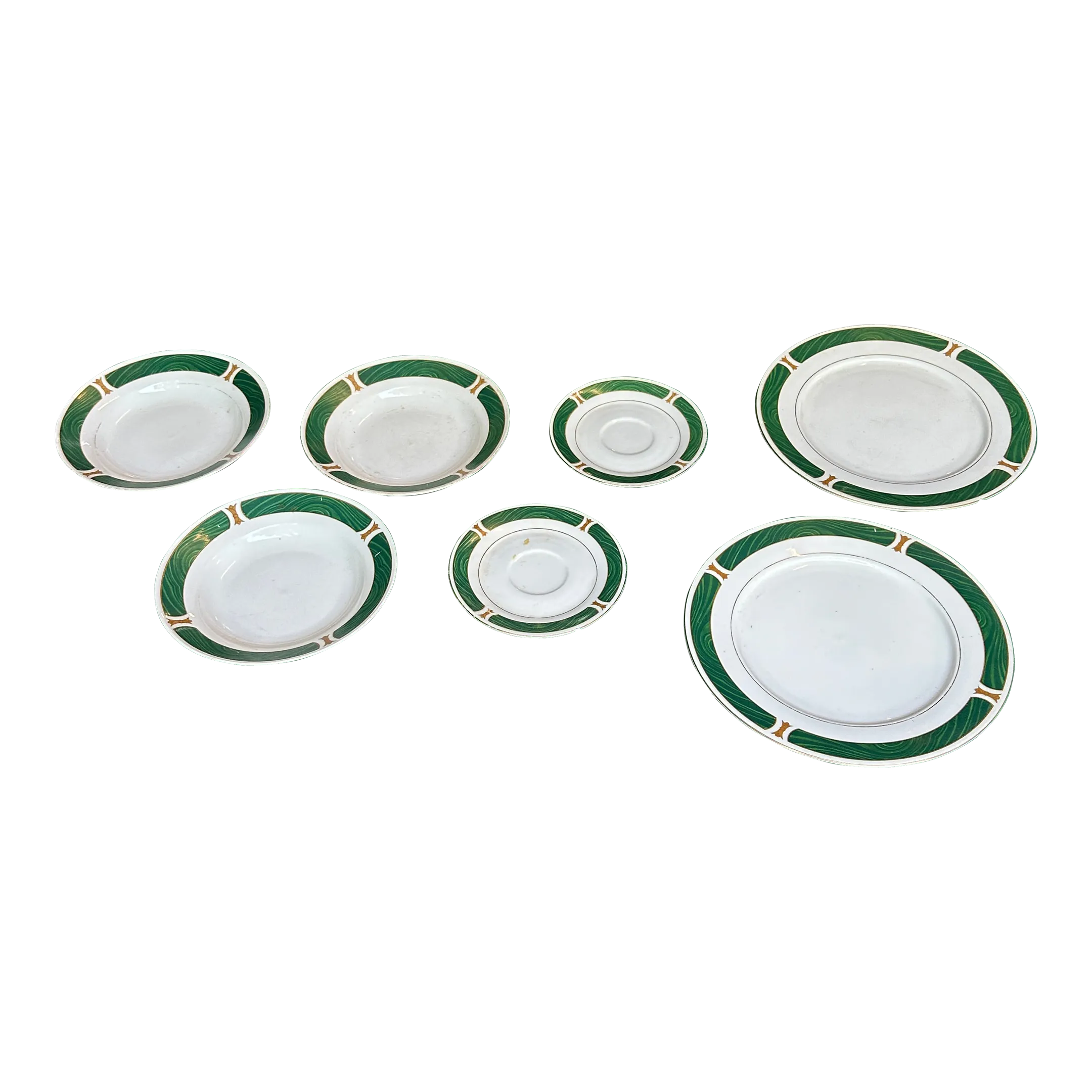 1970s Gabbay China Malachite Plates and Bowls Collection- 7 Pieces ...