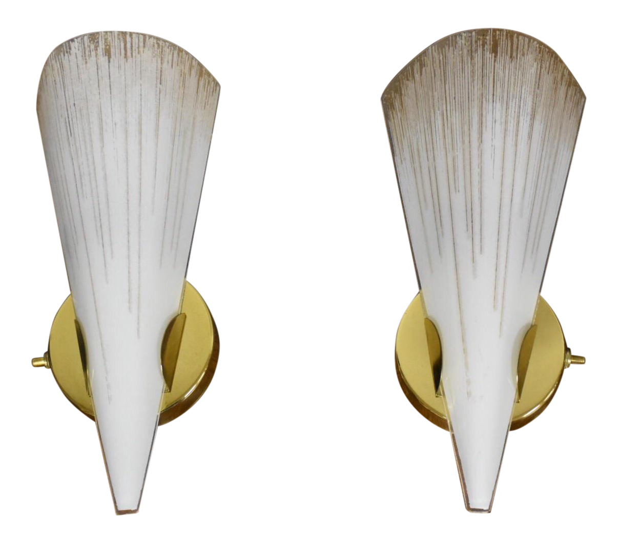 Lightolier Brass & Glass Wall Sconces - A Pair | Chairish