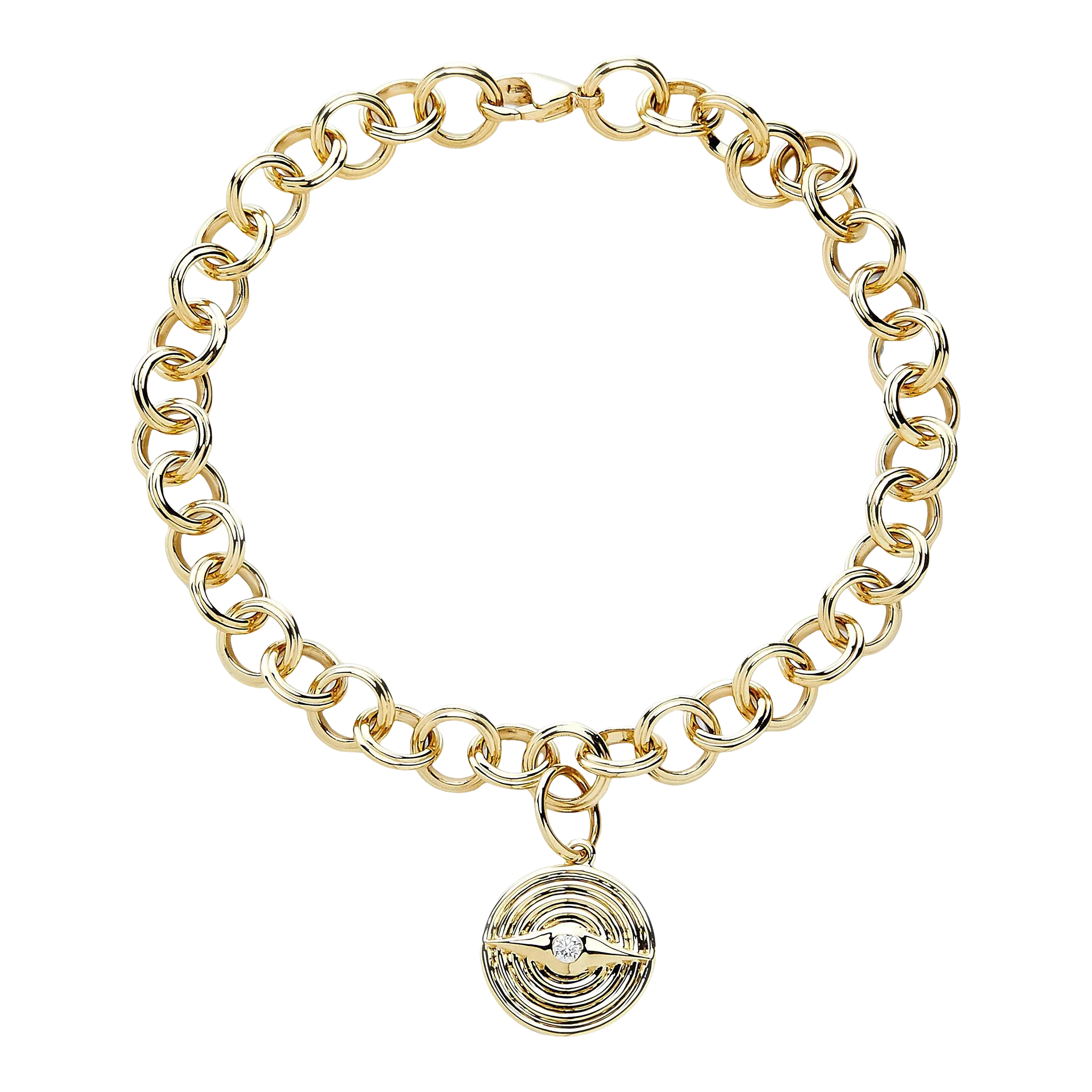 Syna Yellow Gold Evil Eye Charm Reversible Bracelet | Chairish