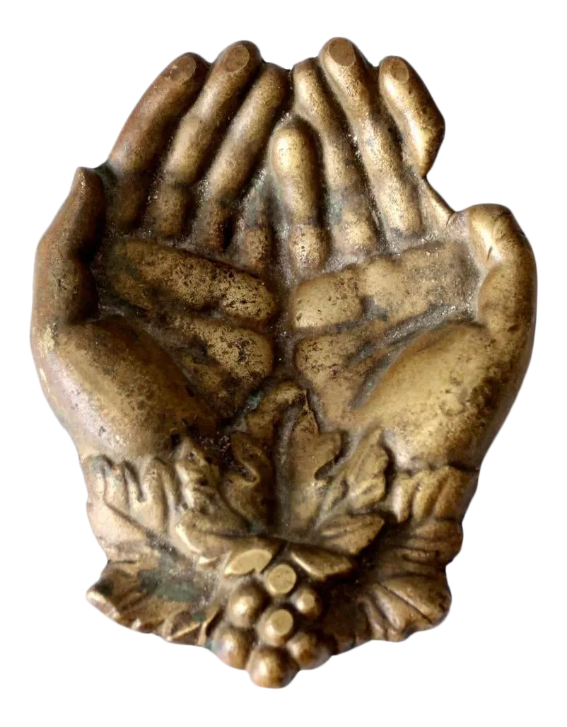 Vintage Cupped Hands Brass Dish | Chairish