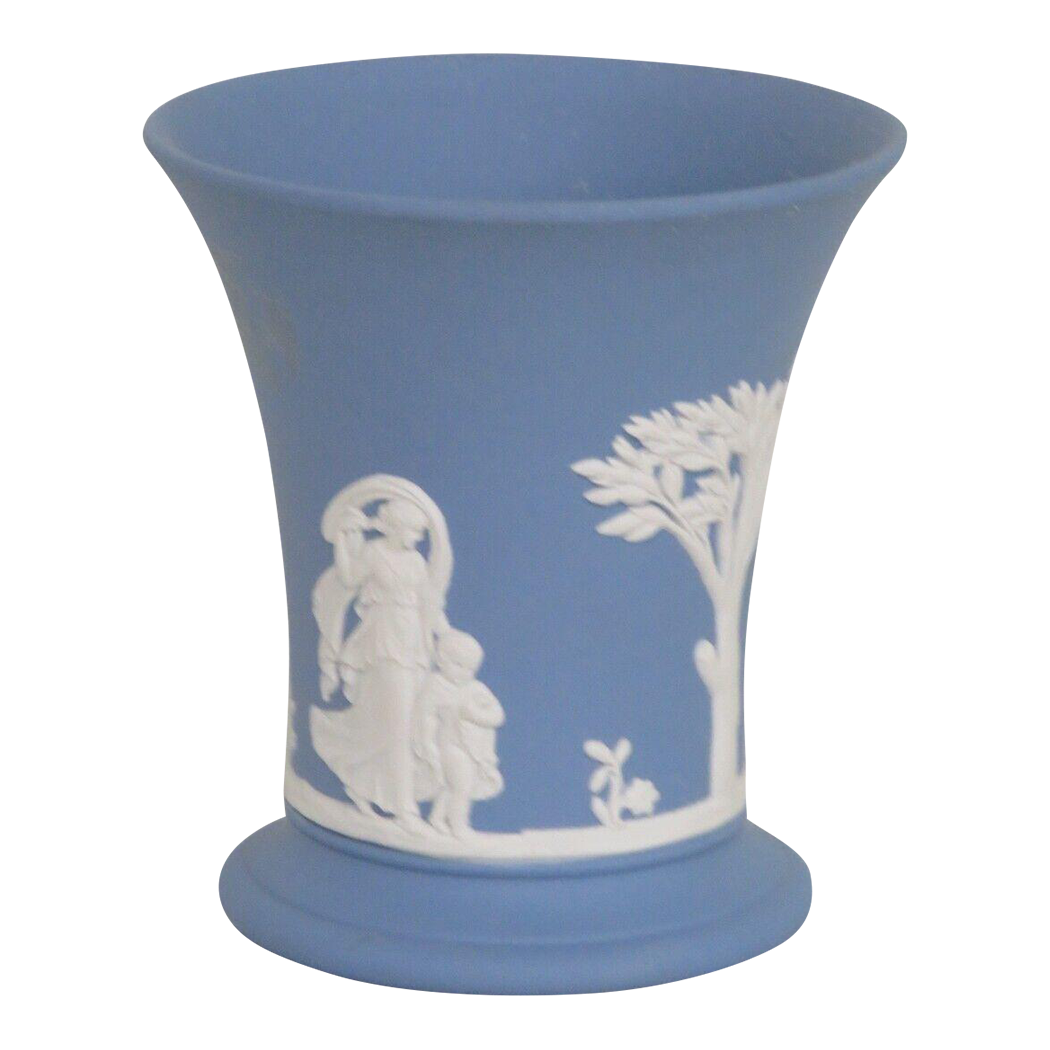 Wedgwood Jasperware Blue Sacrifice Small Bell Vase Posy Pot | Chairish
