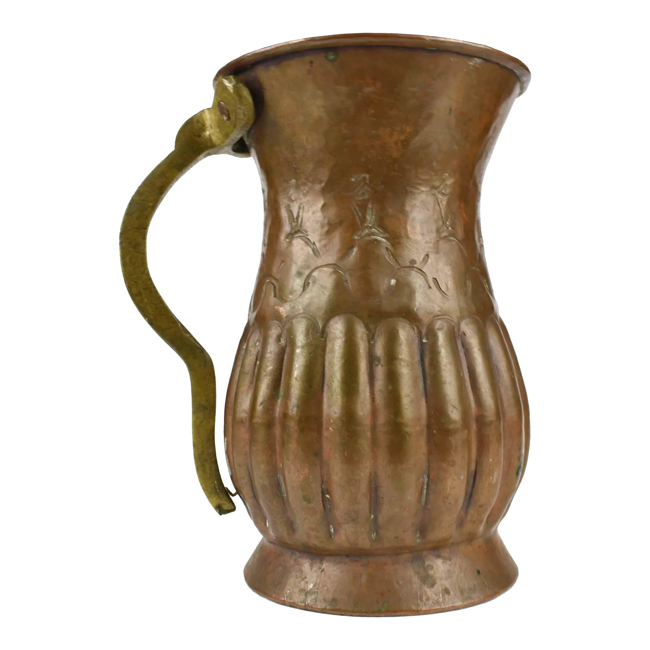Mid 20th Century Solid Copper Cup Vase With Brass Handle | Chairish