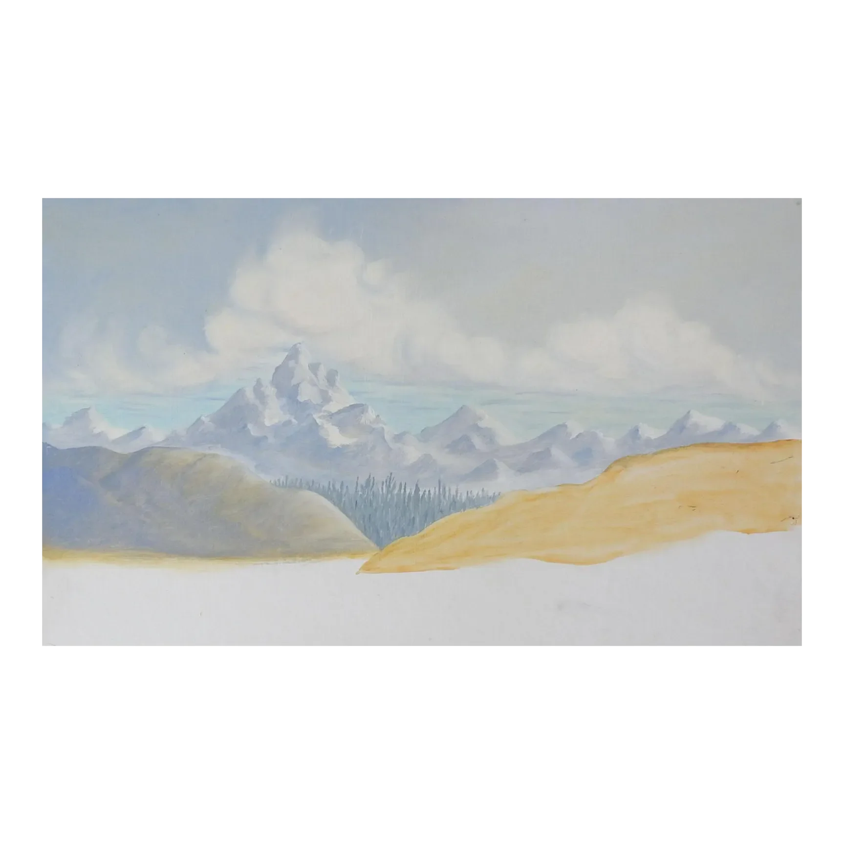 Late 20th Century Mountain Landscape Unfinished Painting | Chairish