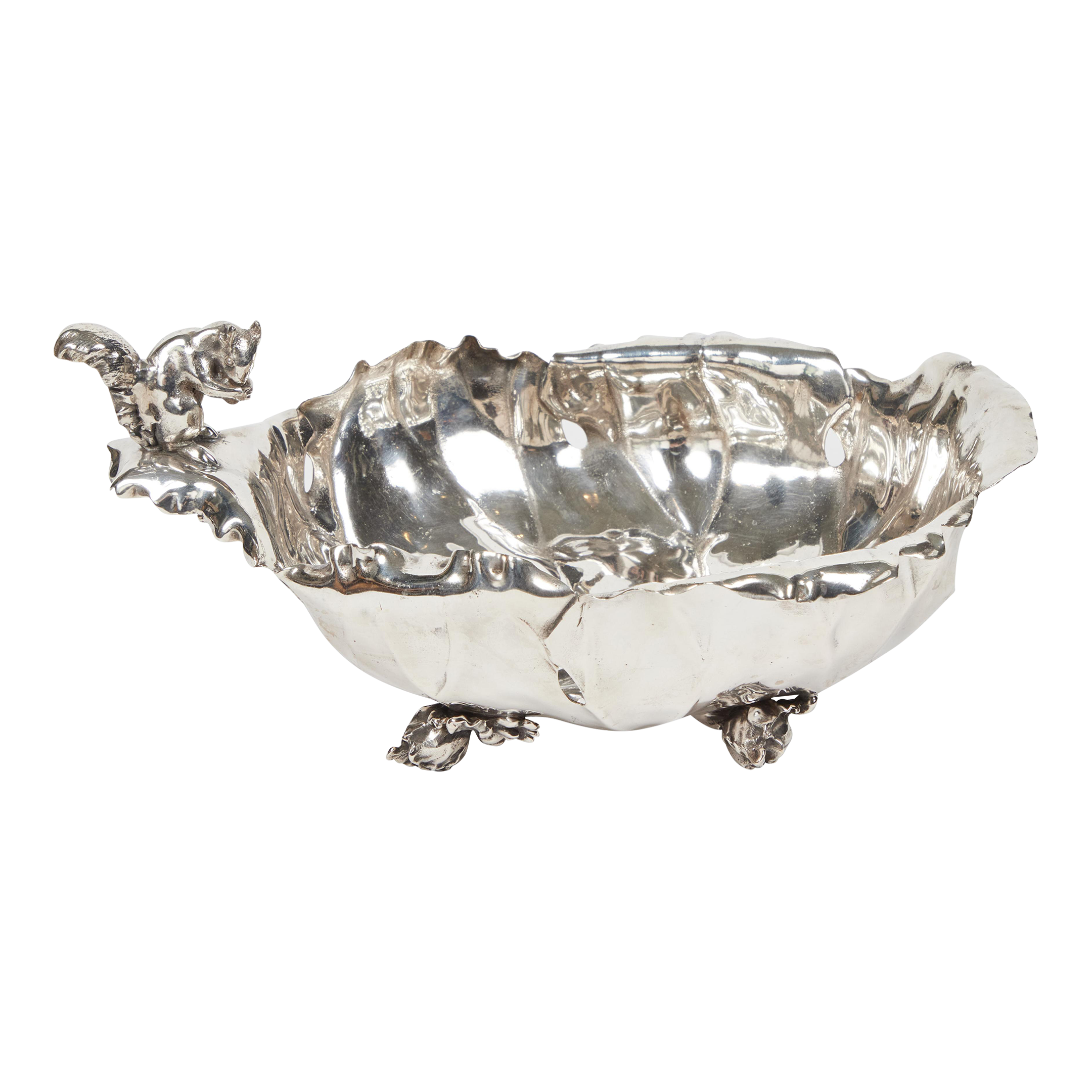 Antique Pairpoint Silver Plate Large Leaf Bowl W/ Squirrel Accent ...