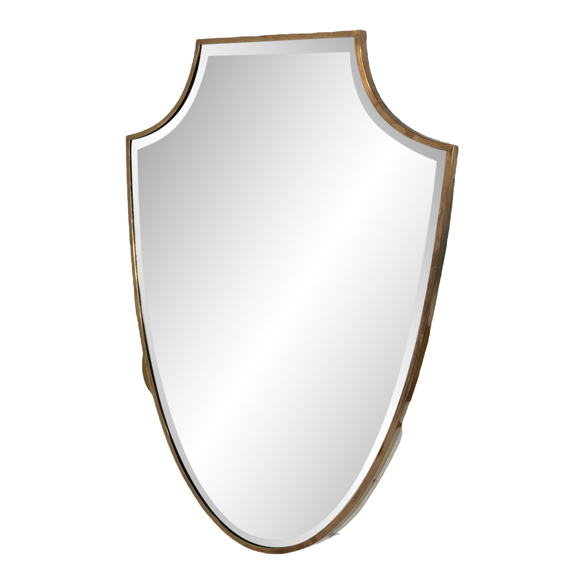 Vintage Italian Brass Shield Mirror 1970s | Chairish