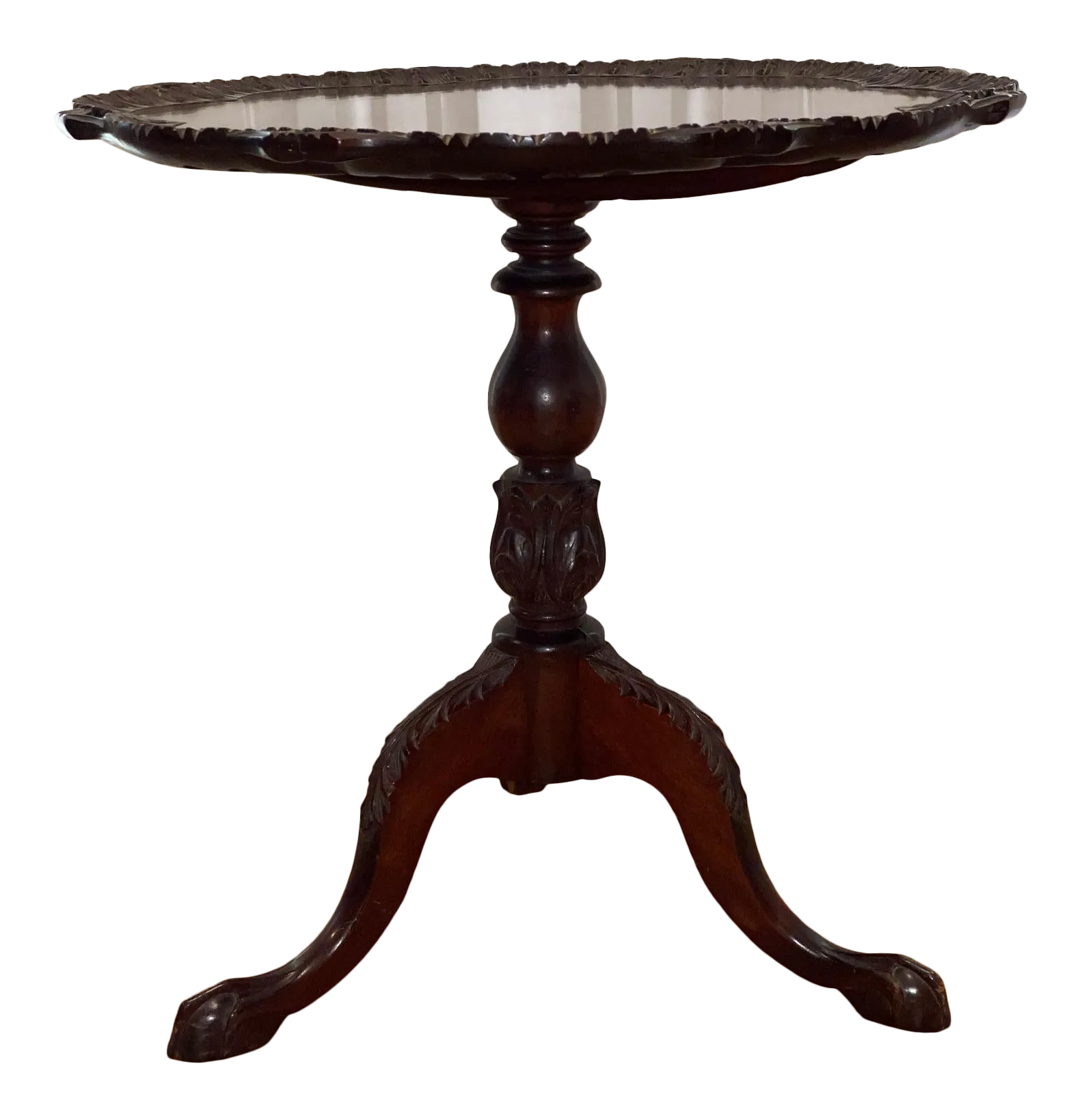 Antique Chippendale Round Table With Fold-Down Top | Chairish
