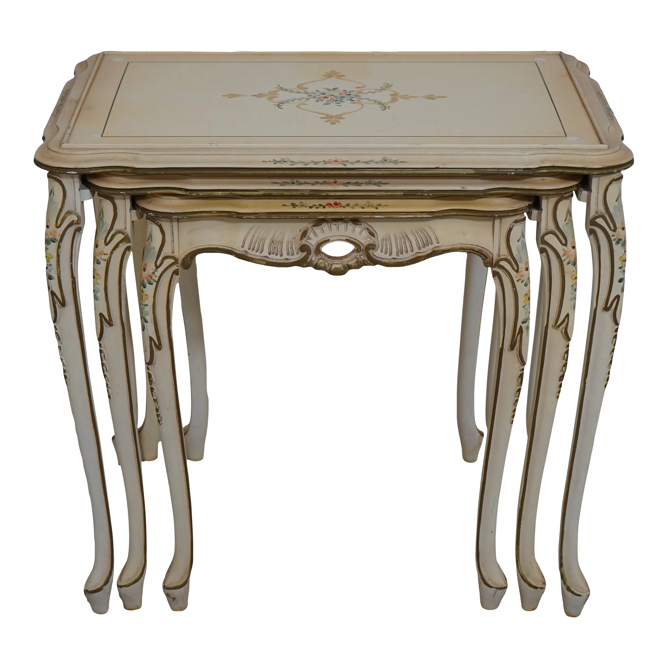 Italian Style Paint Decorated Nesting Stack Tables | Chairish