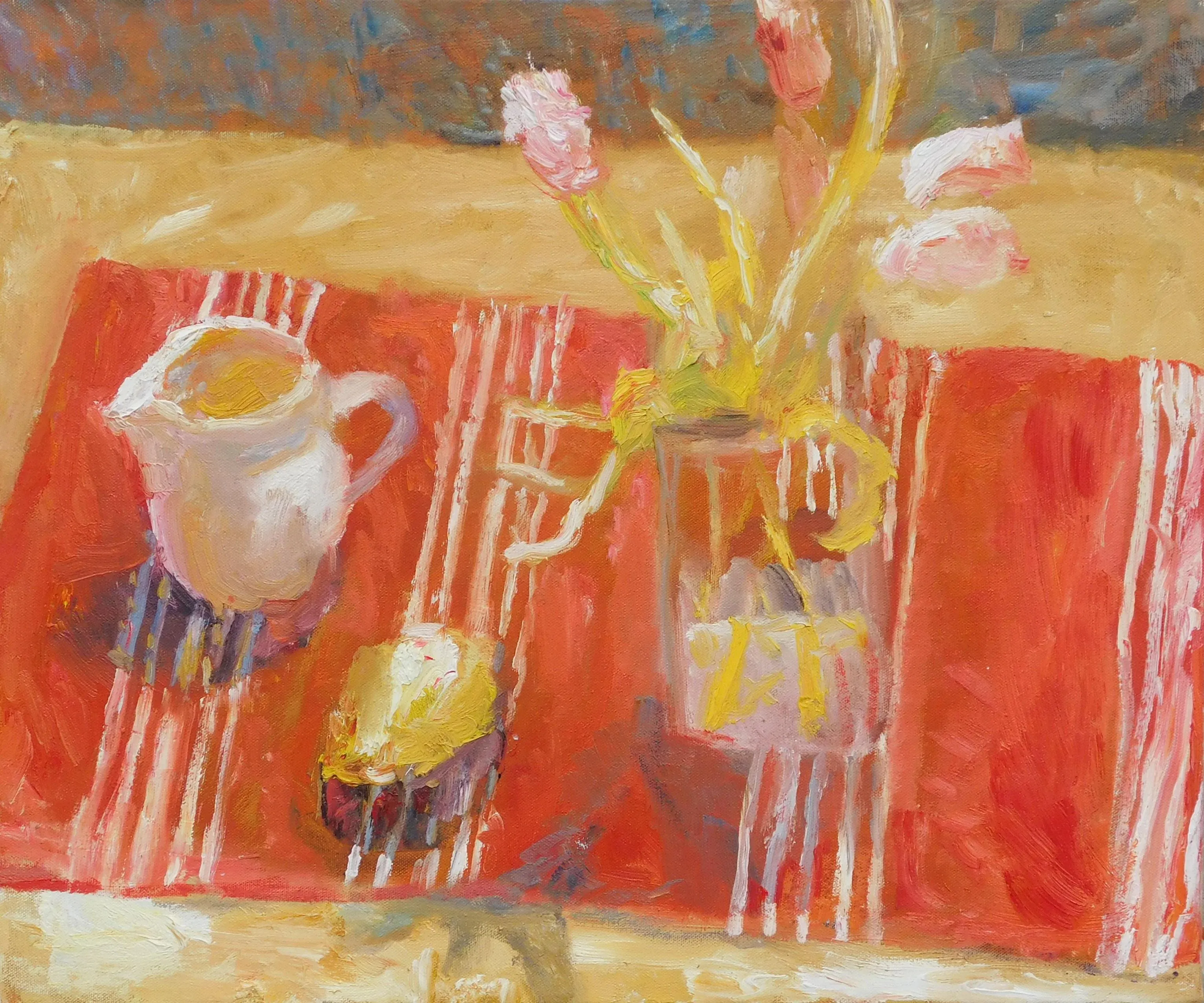 The Red and White Striped Cloth, Still Life Painting by Alice Mumford ...