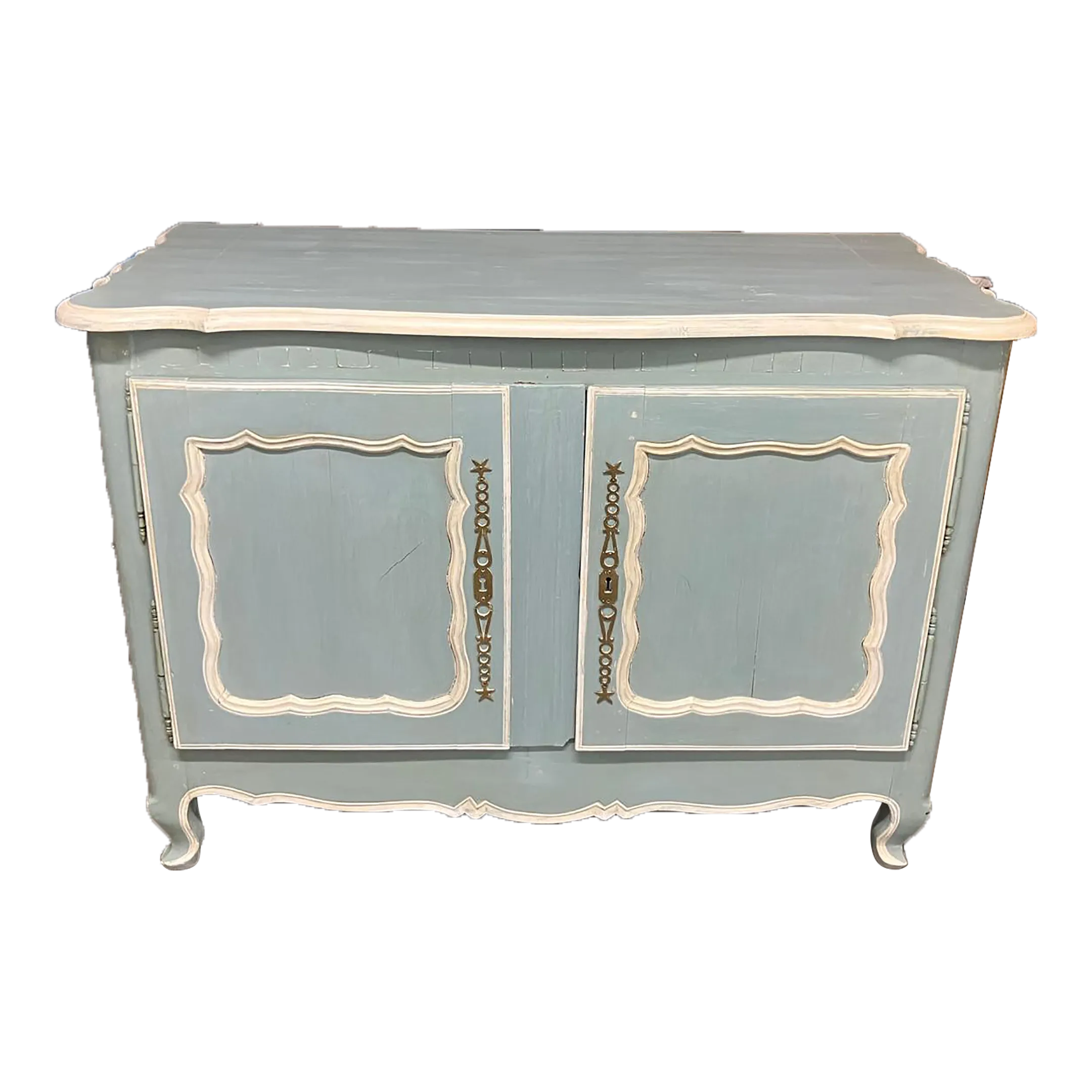 Antique French Blue Painted Farmhouse Buffet | Chairish