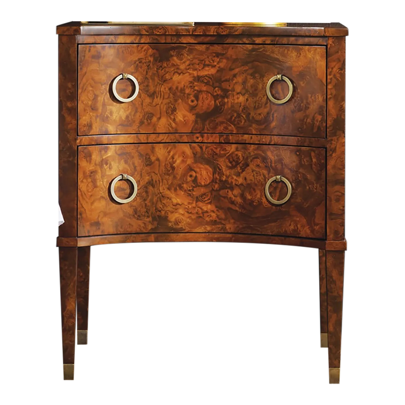 Modern History Two Drawer Concave Burl Cabinet | Chairish