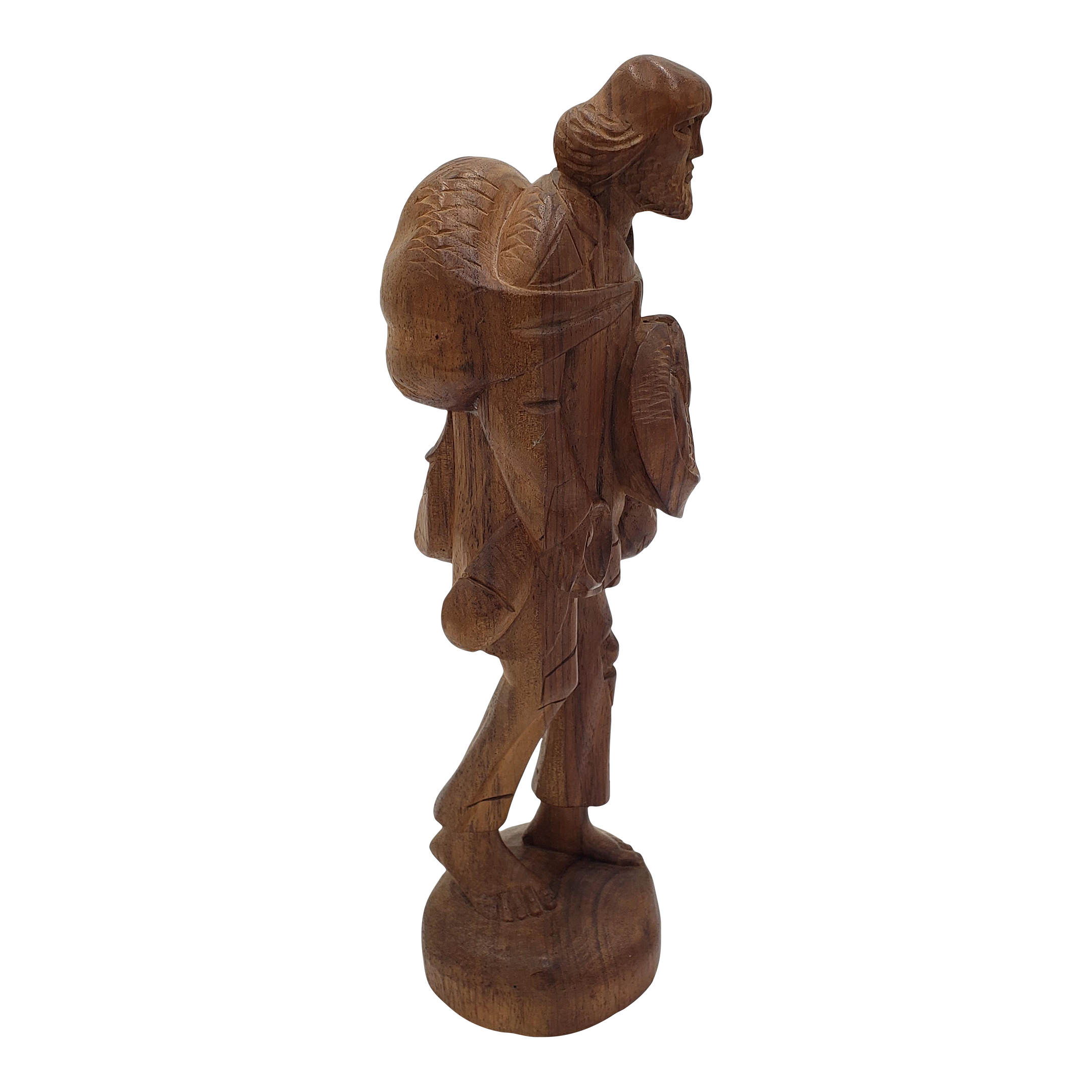 Mid-Century Hand-Carved Wooden Figurative Sculpture of a Wandering ...
