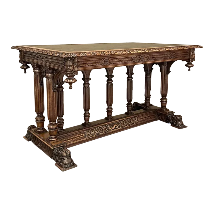 19th Century Napoleon III Walnut Partner's Desk With Faux Leather ...