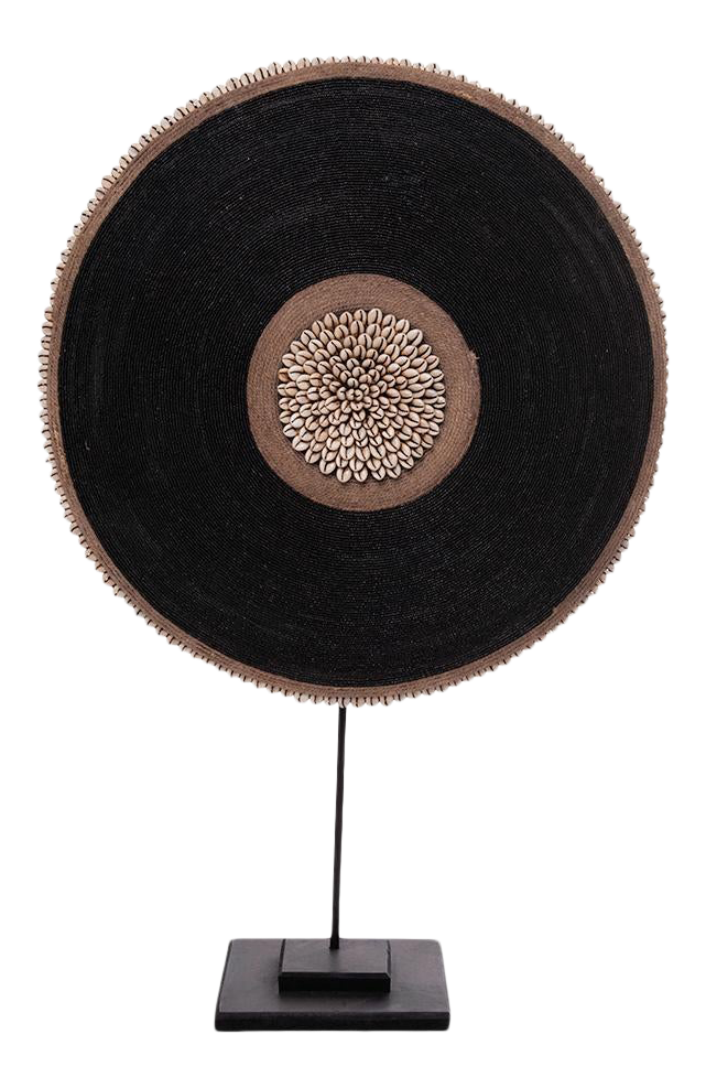 Tribal Beaded Shell Shield in Black | Chairish