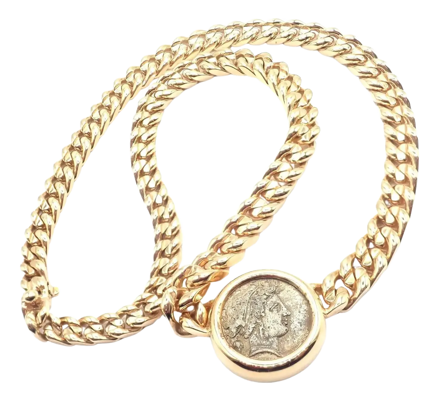 Antique Bulgari Coin Monete Yellow Gold Link Chain Necklace - Great ...