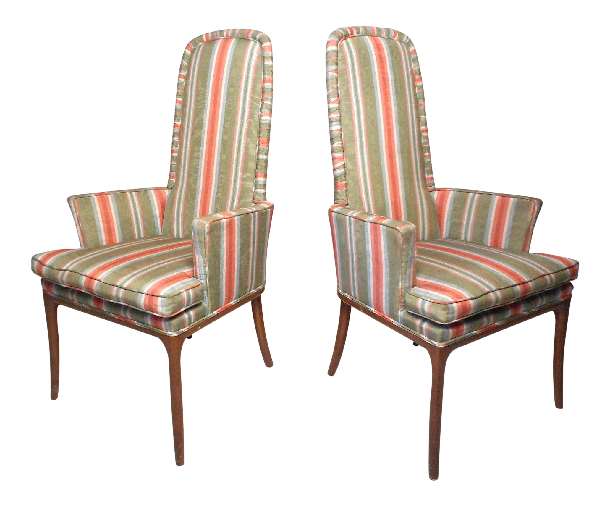 Vintage Modern High-Back Upholstered Chairs - a Pair | Chairish