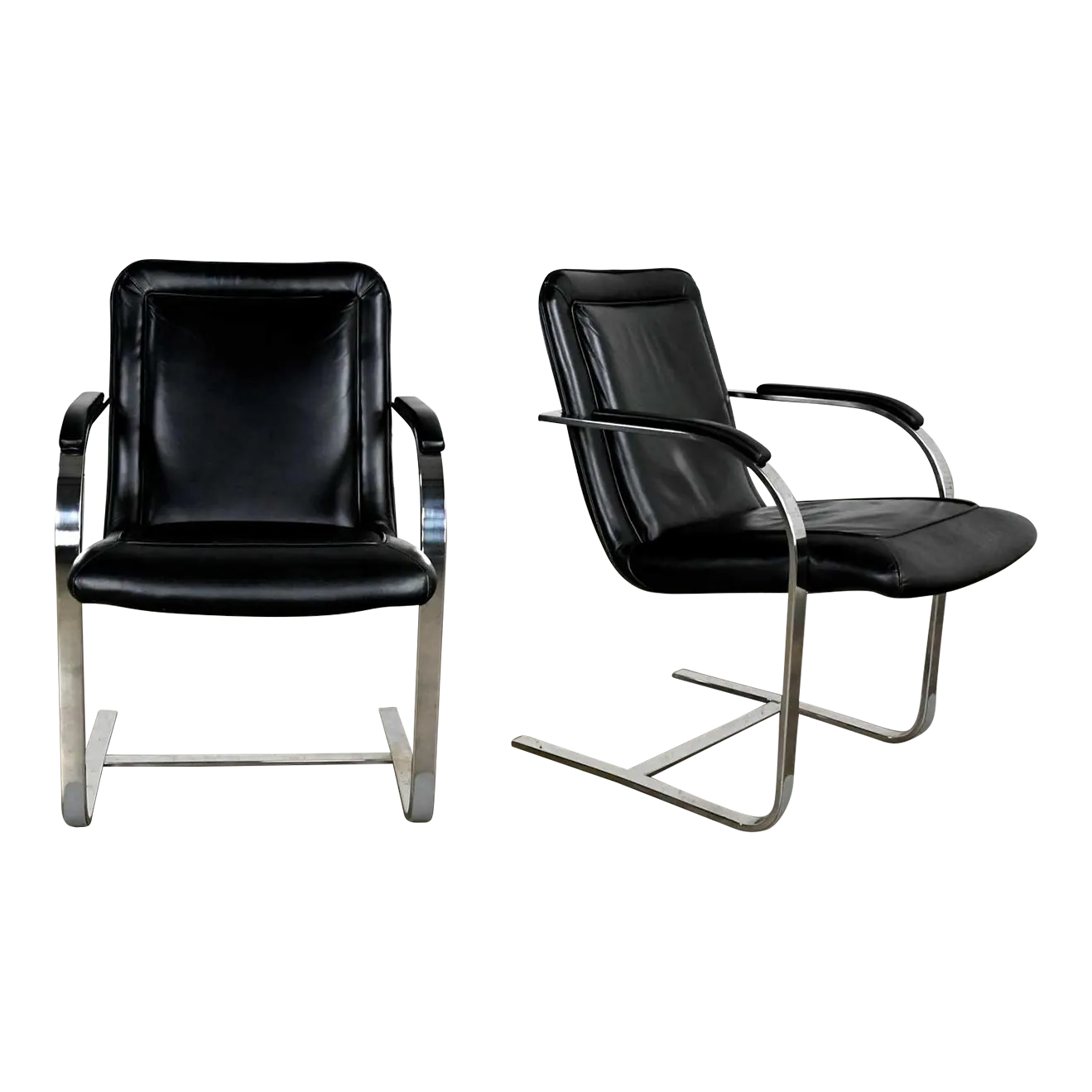 Modern St. Timothy Chair Co Cantilever Chairs Chrome Rectangular Tube ...