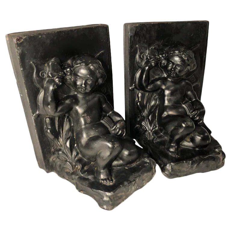 Vintage Victorian Cherub Bookends - a Pair | Chairish