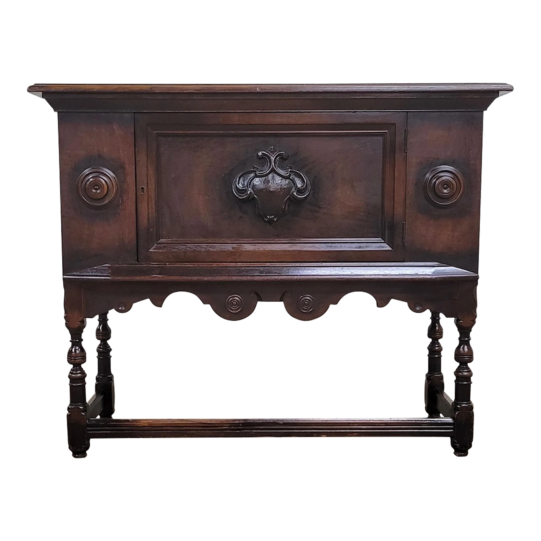 Vintage Victorian Jacobean Style Sideboard Buffet Server Cabinet | Chairish